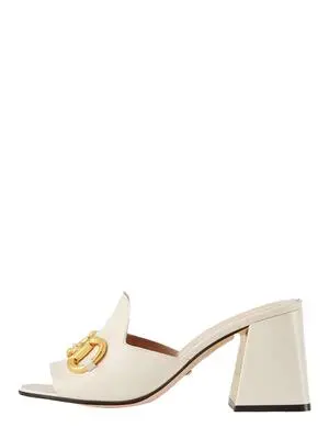 Gucci Horsebit Leather Slide Sandal - White