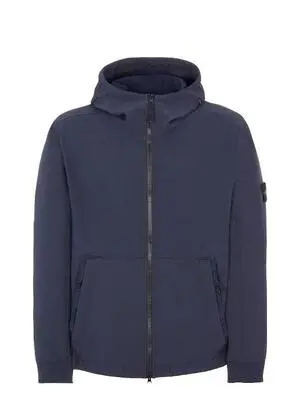 Stone Island Soft-shell Hooded Jacket - Navy