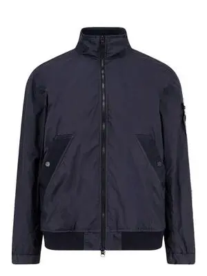 Stone Island Zip-up Windbreaker Jacket - Navy Blue