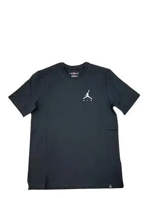 JORDAN Athleisure Casual Sports Embroidered Logo Round Neck Short Sleeve - Black