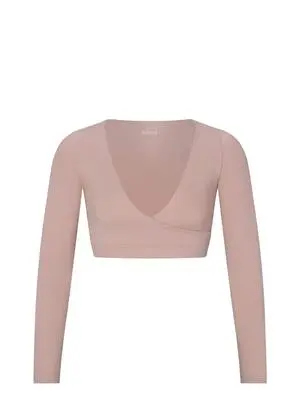 Nike X Skims Matte Wrap Long Sleeve Cropped Top - Himalayan