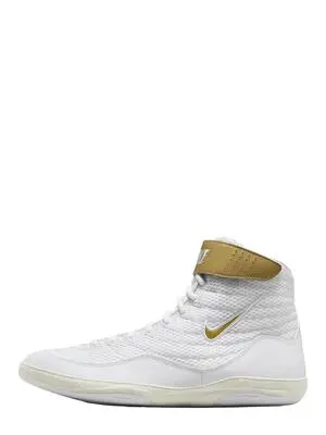 Nike Inflict 3 High Top Wrestling Shoes - White/wolf Grey/metallic Gold