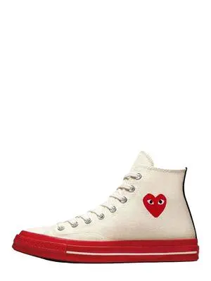 CONVERSE X Comme Des Garçons Play Chuck 70 High Top Sneakers - Cream/red