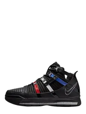 Nike Zoom Lebron 3 Retro 'barbershop' Mid Top Sneakers - Black/red/blue