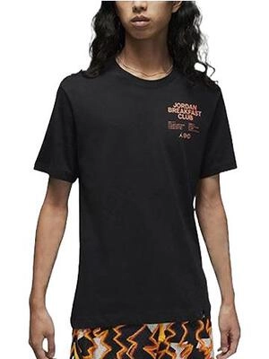 JORDAN Alphabet Printing Straight Round Neck Pullover Short Sleeve Black T-shirt - Default Colorway