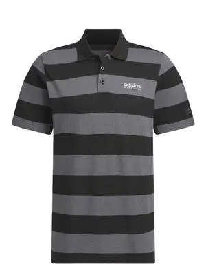 Adidas Pique Stripe Polo Shirt Asia Sizing 'black Grey - Black/grey
