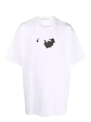 Off-White Fw21 Round Neck Arrow Pattern Printing Short Sleeve Loose Fit T-shirt - White