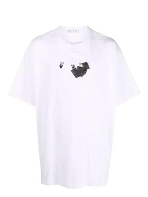 Off-White Men's Off-white Fw21 Round Neck Arrow Pattern Printing Short Sleeve Loose Fit White T-shirt White