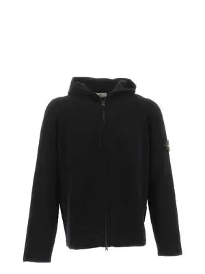 Stone Island Full Zip Hoodie - Black