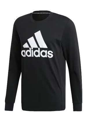 Adidas Sports Breathable Round-neck Long-sleeve Tee Hooded Shirt - Black