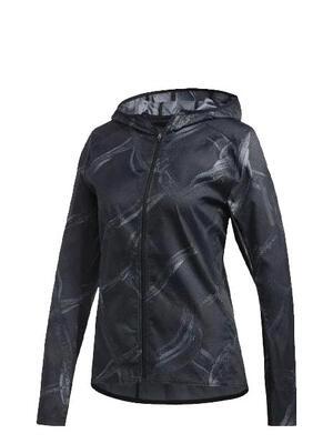 Adidas Training Sports Hooded Jacket With Abstract Print - Black