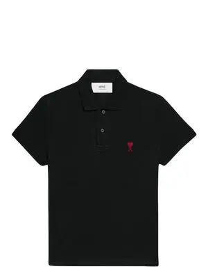 AMI Paris Small Heart Logo Polo Shirt - Black
