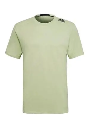 Adidas Solid Color Logo Printing Round Neck Short Sleeve Green T-shirt - Multi-color