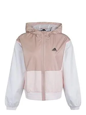 Adidas Neo Block Colorblock Logo Windbreaker Jacket - Pink