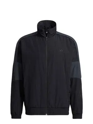 Adidas Logo Alphabet Stand Collar Zip-up Jacket - Black