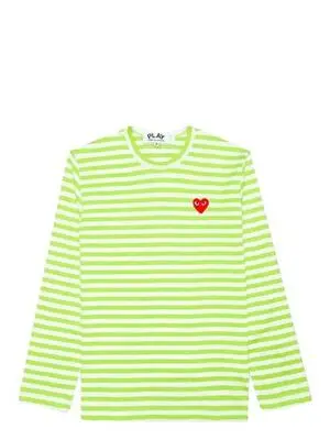 Play Comme Des Garcon Pastelle Striped Long-sleeve Shirt - Green