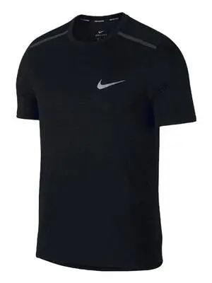 Nike Solid Color Logo Round Neck Casual Short Sleeve Black T-shirt - Multi-color