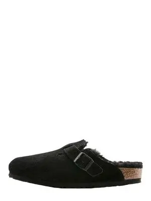 BIRKENSTOCK Boston Shearling Suede Clogs - Black