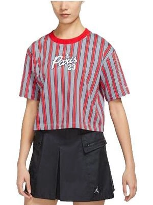 JORDAN Ss22 Paris Saint-germain Stripe Printing Short Sleeve - Red