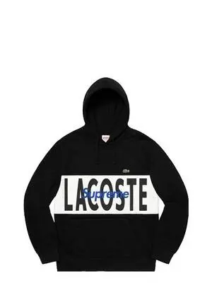 Supreme X Lacoste Panel Hooded Sweatshirt - Black