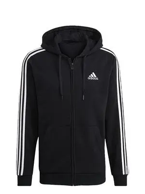 Adidas 3-stripes Zip-up Hooded Jacket - Black