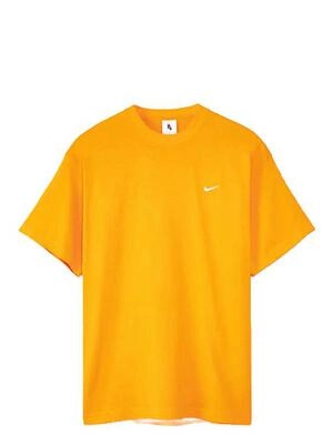 Nike Solo Swoosh Small Label Logo Solid Color Sports Round Neck Short Sleeve Gold T-shirt - Orange