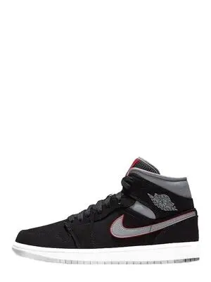 JORDAN 1 Mid Sneakers - Black/particle Grey-white-gym Red