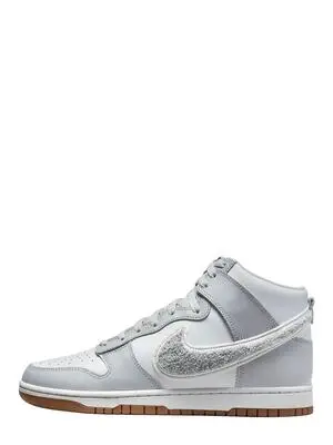 Nike Dunk High "chenille Swoosh Light Smoke Grey - Gray/white