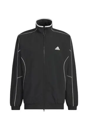 Adidas Crinkled Nylon Woven Tricot Lined Jacket - Black/white