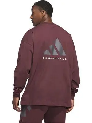 Adidas Long Sleeve Basketball T-shirt - Aurora Ruby/brown