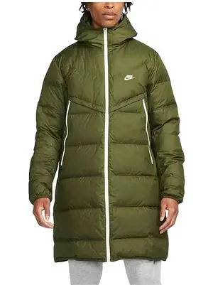 Nike Down Hooded Coat - Military Green/white