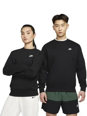 Nike Club Fleece Round Neck Pullover - Black