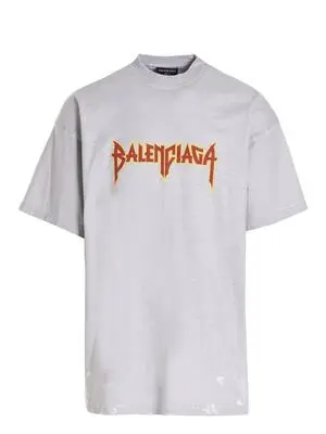 Balenciaga Balenciaga Metallica Short Sleeve T-shirt Oversized Fit 'white Orange' White/orange