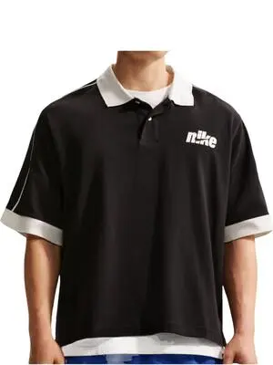 Nike Club Oversized Polo Shirt 'black Sail - Black/sail