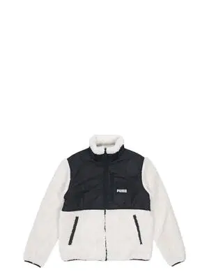 PUMA Sherpa Contrasting Colors Stand Collar Jacket - Ivory