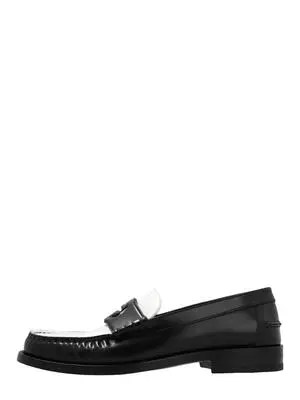 Gucci Interlocking G Loafer In Black And White Leather - Black/white