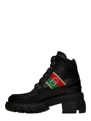 Gucci Interlocking Lace-up Boots - Black
