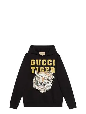 Gucci Tiger Logo Cotton Sweatshirt - Black/yellow