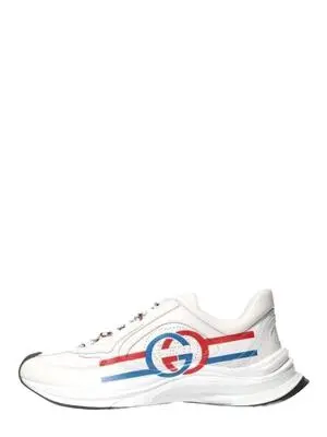 Gucci Leather Lace-up Low Top Sneakers - White/blue/red