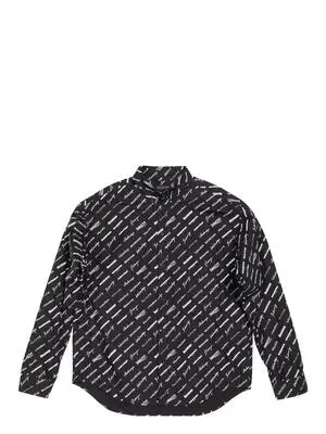 Balenciaga Logomania All Over Long Sleeve Shirt - Black