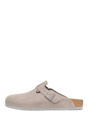 BIRKENSTOCK Boston Suede Leather Clogs - Grey