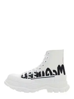Alexander McQueen Tread Slick High Top Sneakers - White/black