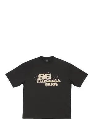 Balenciaga Hand-drawn Bb Icon T-shirt Medium Fit - Black