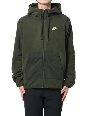 Nike Logo Embroidered Fleece Hooded Jacket - Multi-color
