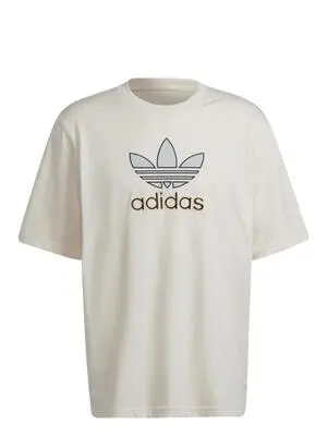 Adidas Originals Logo Printing Loose Casual Round Neck Short Sleeve Light Brown T-shirt - Multi-color
