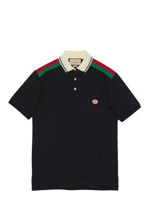 Gucci Cotton Polo With Interlocking G - Black