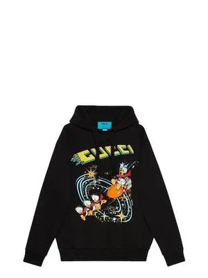 Gucci X Disney Donald Duck Printed Hoodie - Black