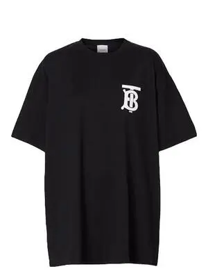 Burberry Monogram Motif Cotton Oversized T-shirt - Black