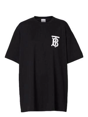 Burberry Burberry Monogram Motif Cotton Oversized T-Shirt Black