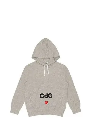 Play Comme Des Garcon X Cdg Logo Drawstring Hoodie - Grey